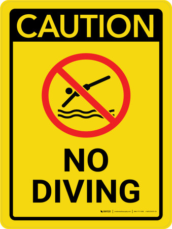 Caution: No Diving with Icon Portrait - Wall Sign