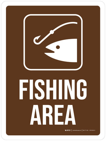 Fishing Area Brown with Icon Portrait - Wall Sign