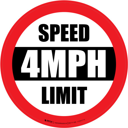 Speed Limit 4 mph Red Circular - Floor Sign
