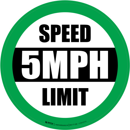 Speed Limit 5 mph Green Circular - Floor Sign