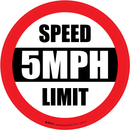 Speed Limit 5 mph Red Circular - Floor Sign