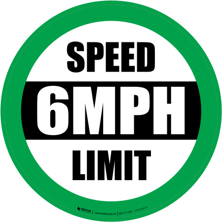 Speed Limit 6 mph Green Circular - Floor Sign