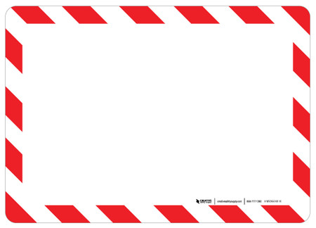 Red/White Hazard Lines Blank Landscape - Dry Erase Wall Sign