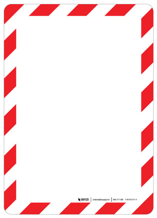 Red/White Hazard Lines Blank Portrait - Dry Erase Wall Sign