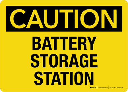 Caution: Battery Storage Station Landscape - Wall Sign