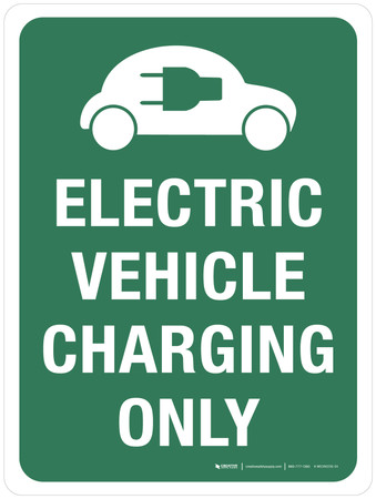 Electric Vehicle Charging Only Green with Icon Portrait - Wall Sign ...