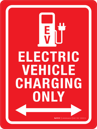 Electric Vehicle Charging Only (Double Arrow) Portrait - Wall Sign