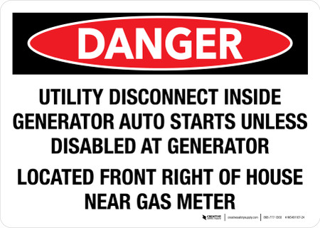 Danger: Utility Disconnect Inside Generator Auto Starts Unless Disabled ...