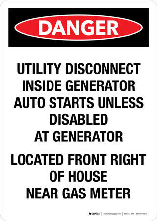 Danger: Utility Disconnect Inside Generator Auto Starts Unless Disabled ...