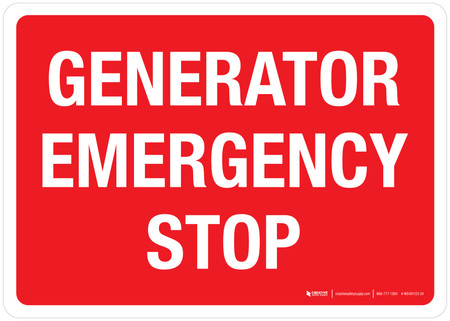 Generator Emergency Stop Red Landscape - Wall Sign
