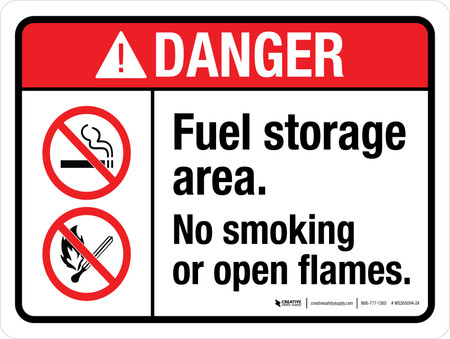Danger: Fuel Storage Area No Smoking Or Open Flames ANSI Landscape ...