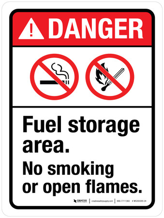 Danger: Fuel Storage Area No Smoking Or Open Flames ANSI Portrait ...
