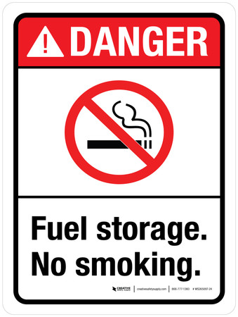 Danger: Fuel Storage No Smoking ANSI Portrait - Wall Sign | Creative ...