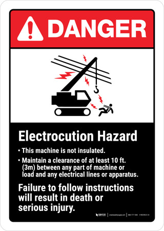 Danger: Electrocution Hazard This Machine Is Not Insulated ANSI ...