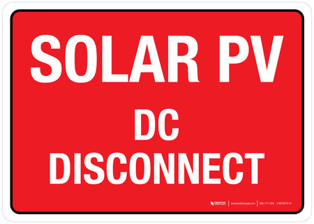 Solar PV - DC Disconnect Red Landscape - Wall Sign