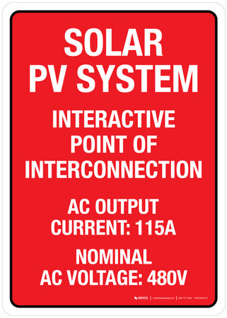 Solar PV System Interactive Point Of Interconnection Red Portrait ...