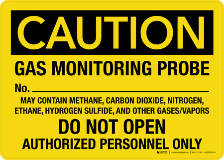 Caution: Gas Monitoring Probe No. Landscape - Wall Sign