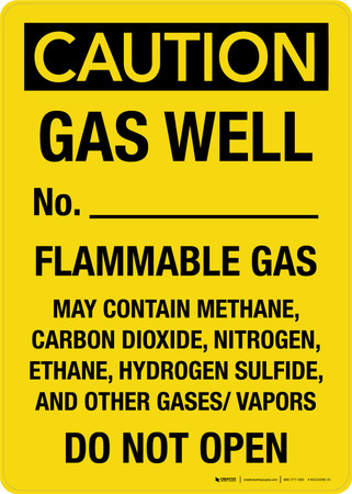 Caution: Gas Well No. Flammable Gas Do Not Open Portrait - Wall Sign ...