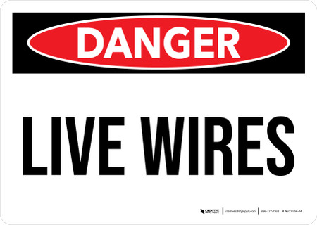 Danger: Live Wires Landscape - Wall Sign