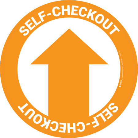 Self-Checkout Orange-White Circular - Floor Sign