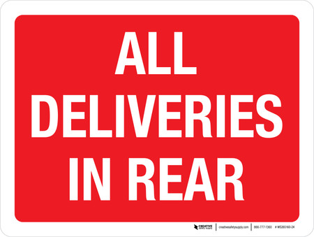 All Deliveries In Rear Red Landscape - Wall Sign