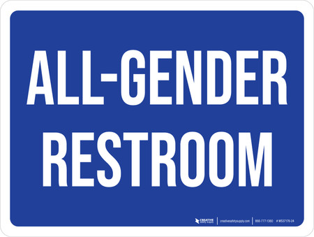 All-Gender Restroom Blue Landscape - Wall Sign