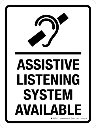 Assistive Listening System Available Portrait - Wall Sign | Creative ...