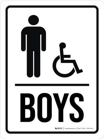 Boys (with Wheelchair Icon) Portrait - Wall Sign | Creative Safety Supply