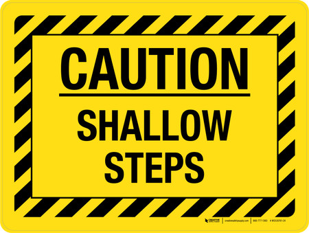 Caution: Shallow Steps (Hazard Lines) Landscape - Wall Sign
