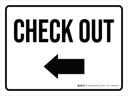 Check Out (Arrow Left) Landscape - Wall Sign