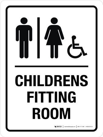 Childrens Fitting Room (With Wheelchair Icon) Portrait - Wall Sign