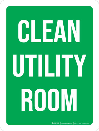 Clean Utility Room Green Portrait - Wall Sign