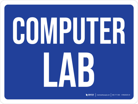 Computer Lab Blue Landscape - Wall Sign