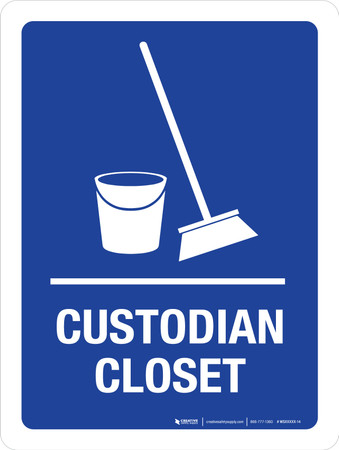 Custodian Closet Blue Portrait - Wall Sign