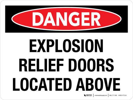 Danger: Explosion Relief Doors Located Above Landscape - Wall Sign ...