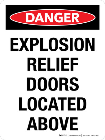 Danger: Explosion Relief Doors Located Above Portrait - Wall Sign