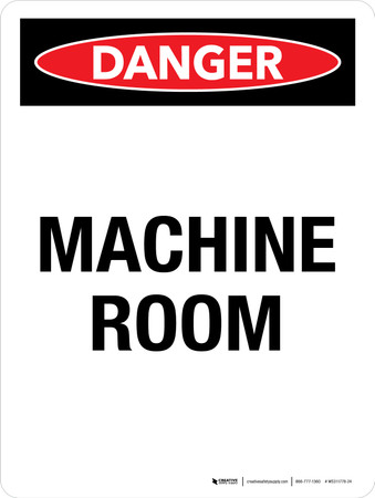 Danger: Machine Room Portrait - Wall Sign