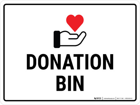 Donation Bin with Icon Landscape - Wall Sign