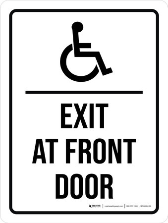 Exit At Front Door Portrait - Wall Sign
