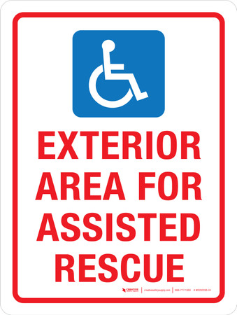 Exterior Area For Assisted Rescue Portrait - Wall Sign