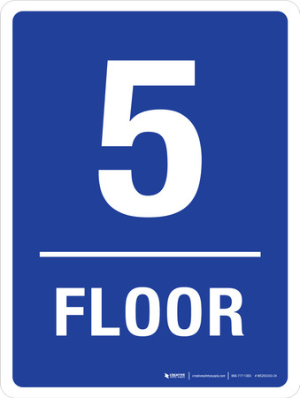 Floor 5 Blue Portrait - Wall Sign | Creative Safety Supply