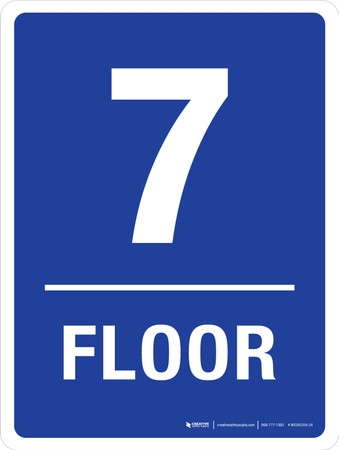 Floor 7 Blue Portrait - Wall Sign