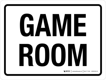 Game Room White Landscape - Wall Sign