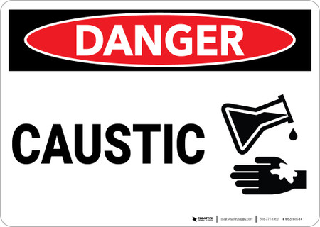 Danger: Caustic Sign With Icon - Wall Sign