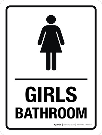 Girls Bathroom Portrait - Wall Sign