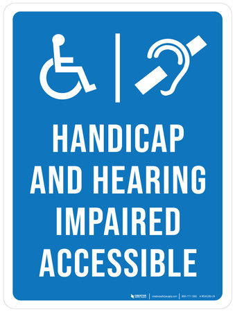 Handicap And Hearing Impaired Accessible Portrait - Wall Sign ...