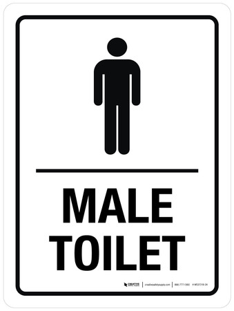 Male Toilet with Icon Portrait - Wall Sign