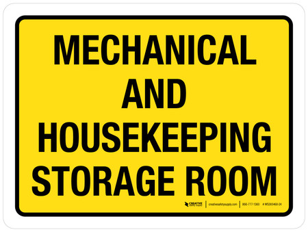 Mechanical And Housekeeping Storage Room Yellow Landscape - Wall Sign