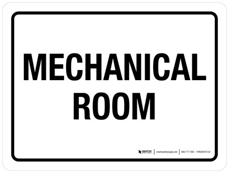 Mechanical Room White Landscape - Wall Sign