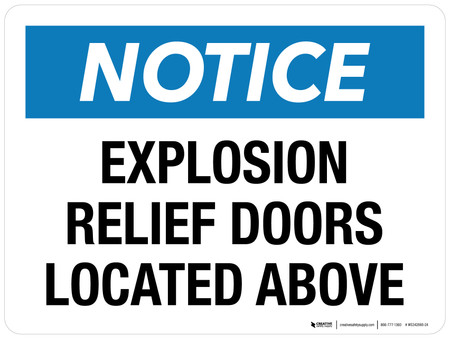 Notice: Explosion Relief Doors Located Above Landscape - Wall Sign